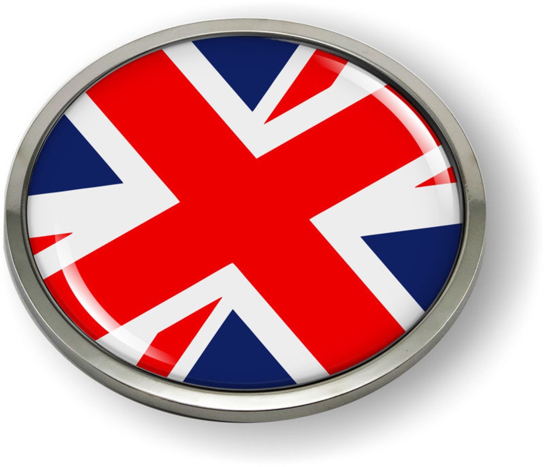 UK FLAG Car Emblem Badge [sticker, Decal] Chrome ROUND Bezel and 3D ...