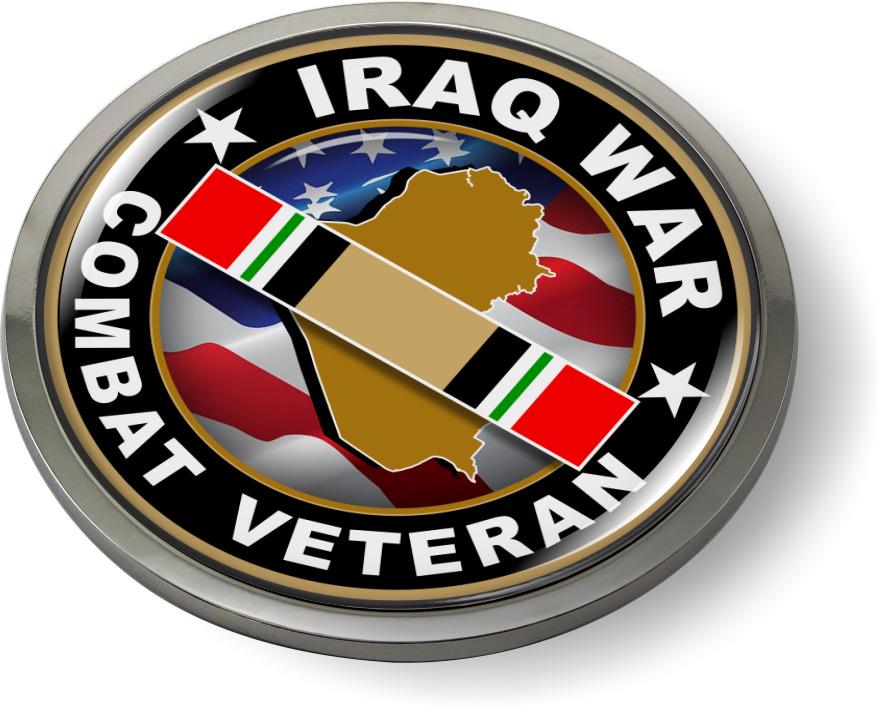 Iraq War Combat Veteran 3D Domed Emblem Badge Car Sticker Chrome Round ...