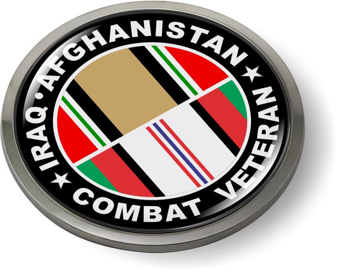 Iraq - Afghanistan Combat Veteran 3D Domed Emblem Badge Car Sticker ...
