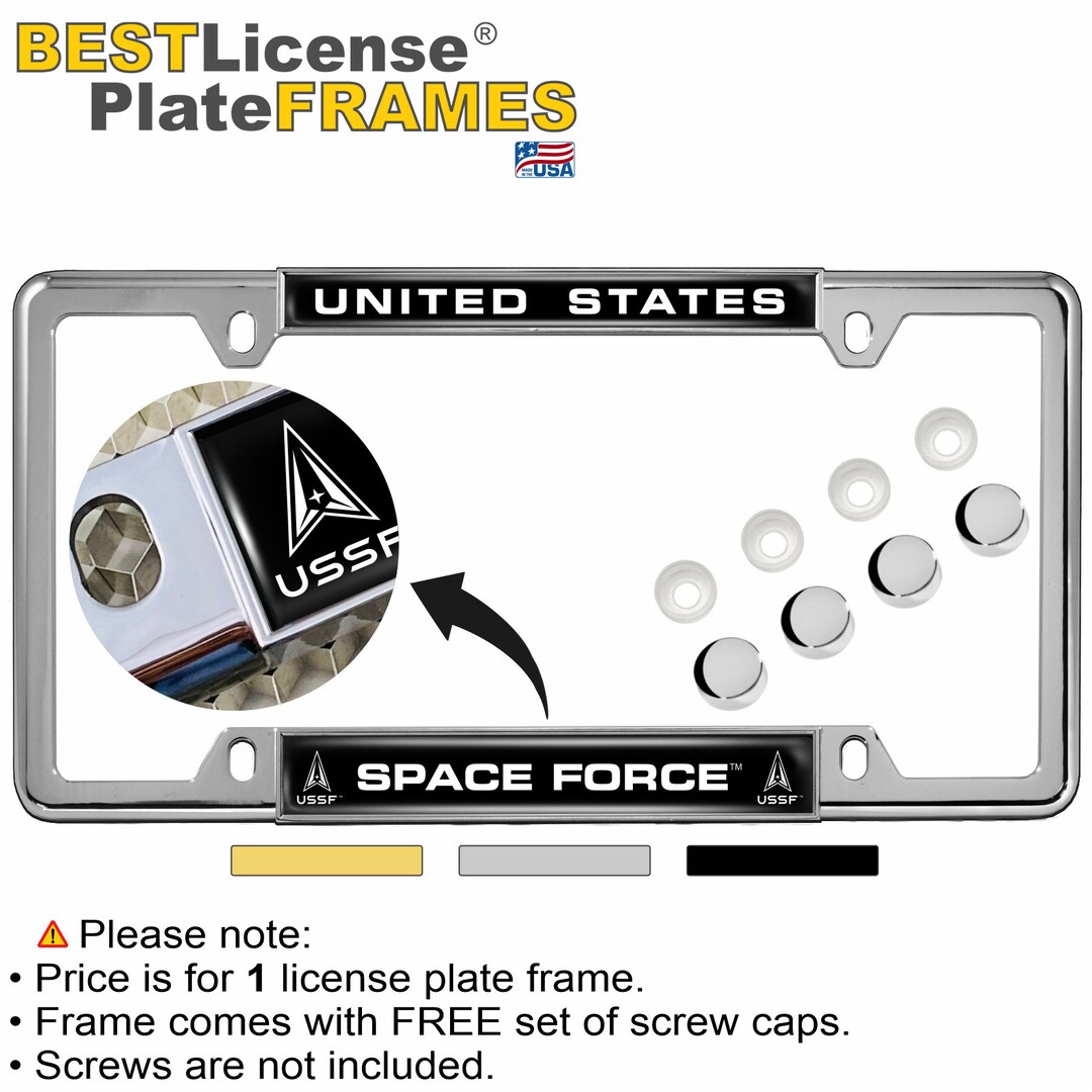 Thin Top 4 Hole Metal Car License Plate Frame With Free Caps - United ...