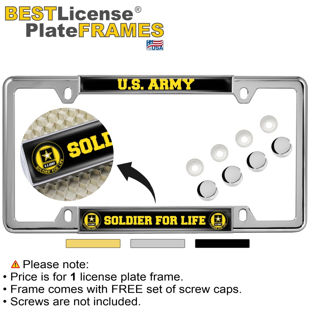 Thin Top 4 Hole Metal Car License Plate Frame With Free Caps - United ...
