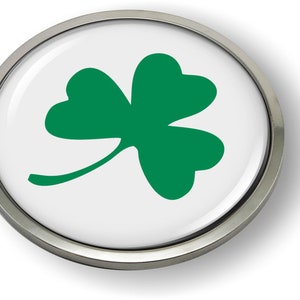 Shamrock Car Emblem Badge [sticker, Decal] Chrome ROUND Bezel and 3D ...