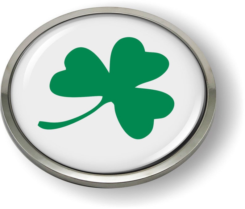 Shamrock Car Emblem Badge [sticker, Decal] Chrome ROUND Bezel and 3D ...