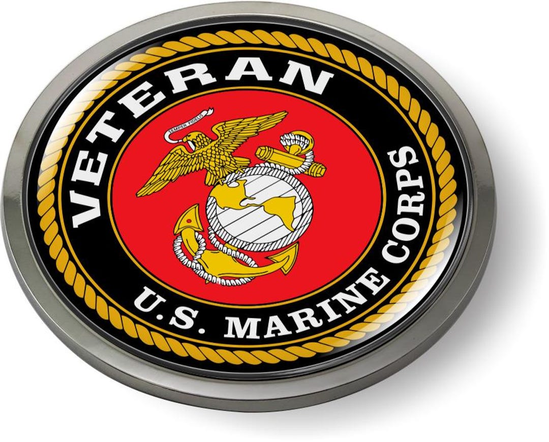 Officially Licensed Product - VETERAN U.S. Marine Corps, USMC 3D Domed ...