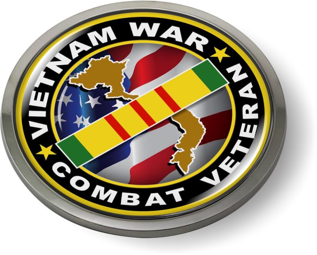 Vietnam War Combat Veteran 3D Domed Emblem Badge Car Sticker Chrome ...