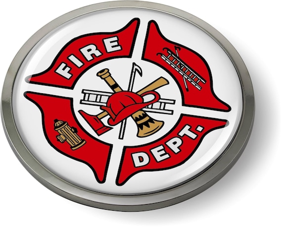 FIRE DEPARTMENT 3D Domed Emblem Badge Car Sticker Chrome Round | Etsy