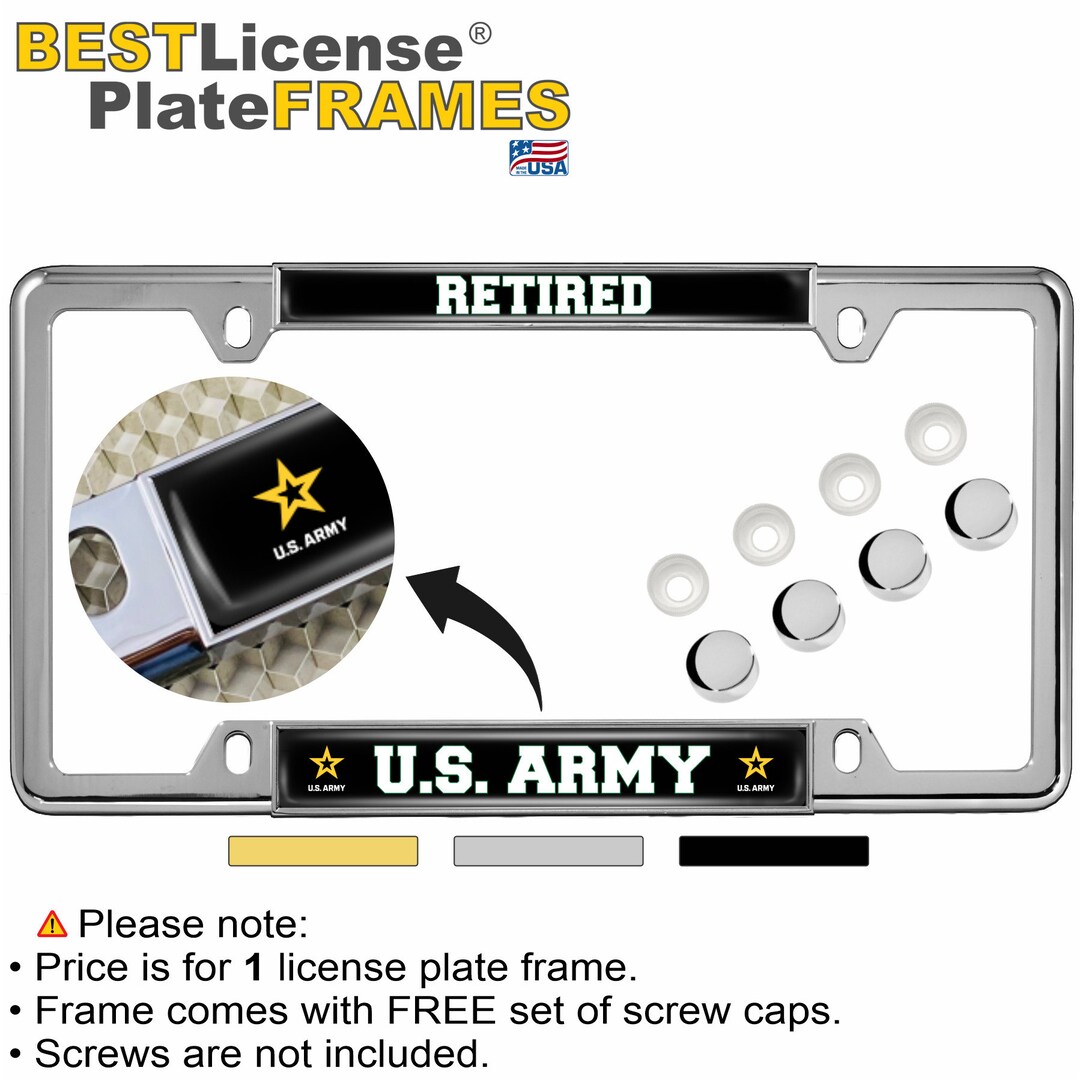 Thin Top 4 Hole Metal Car License Plate Frame With Free Caps - U.S ...