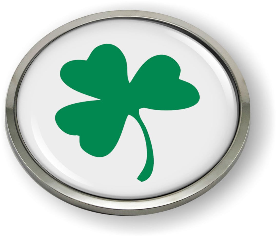 Shamrock Car Emblem Badge [sticker, Decal] Chrome ROUND Bezel and 3D ...