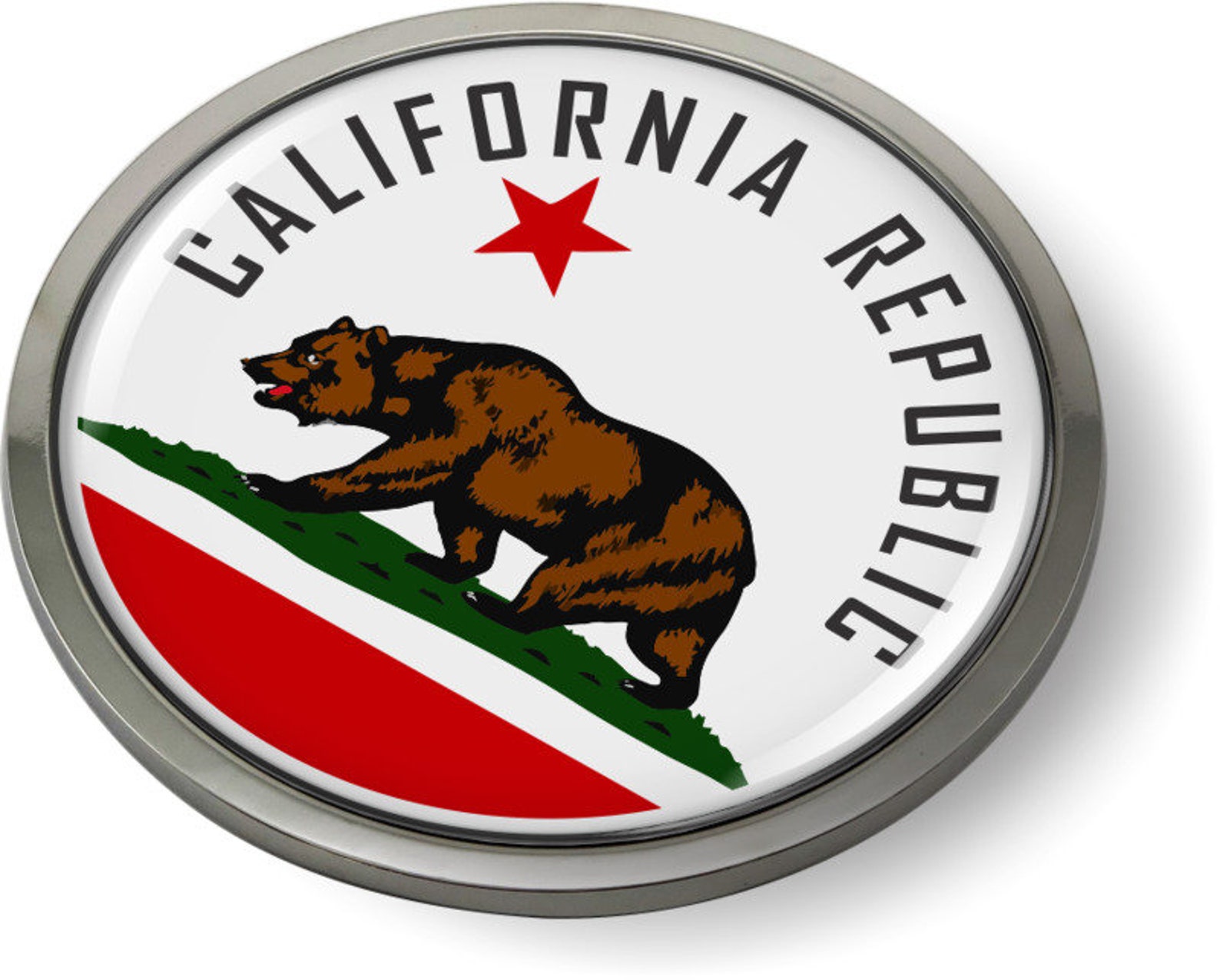 CALIFORNIA STATE FLAG 3D Domed Emblem Badge Car Sticker Chrome Round ...