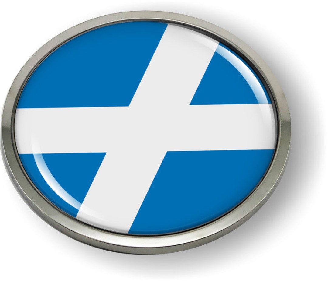Scotland FLAG Car Emblem Badge [sticker, Decal] Chrome ROUND Bezel and ...