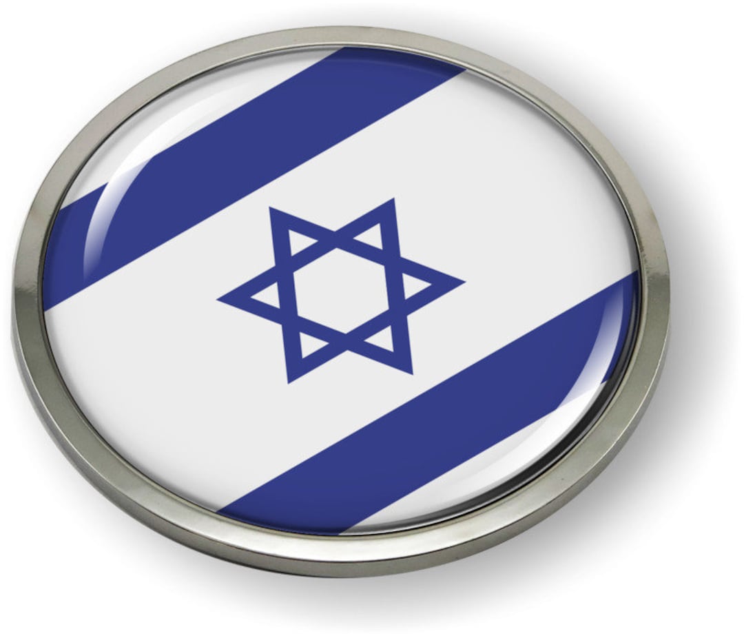 Israel FLAG Car Emblem Badge [sticker, Decal] Chrome ROUND Bezel and 3D ...