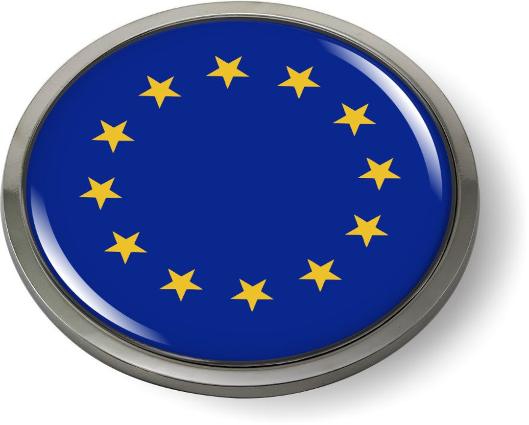 EU Flag - European Union 3D Domed Emblem Badge Car Sticker Chrome Round ...
