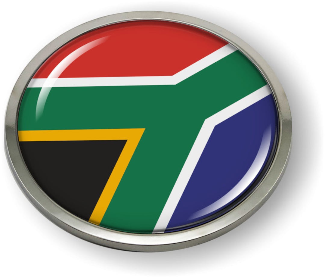 South Africa FLAG Car Emblem Badge [sticker, Decal] Chrome ROUND Bezel ...