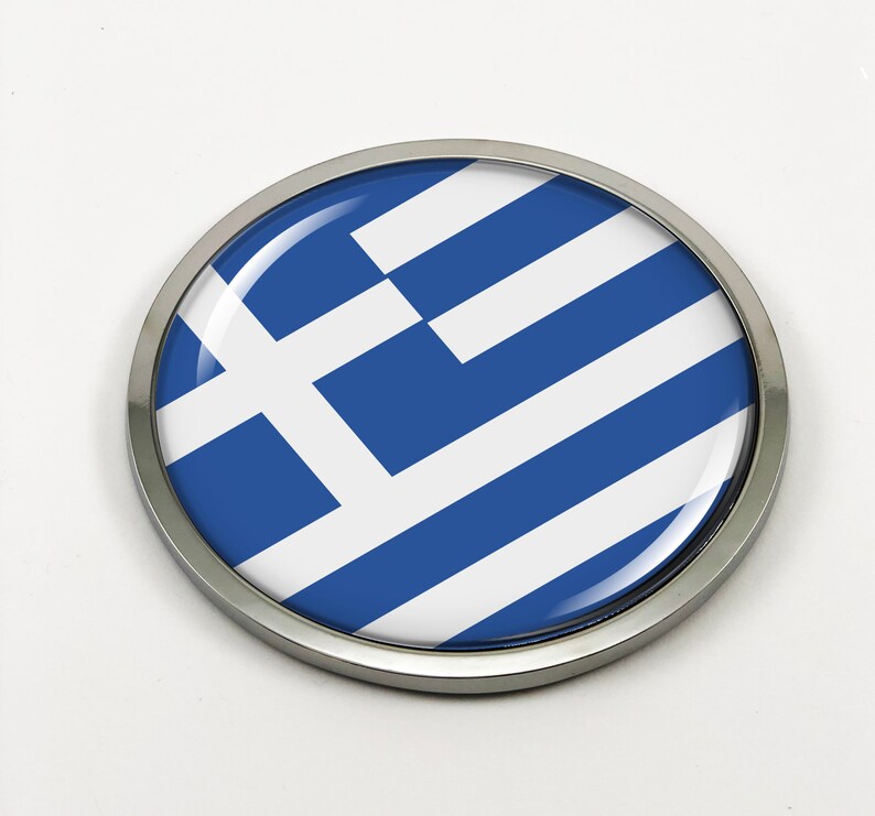 Greece FLAG Car Emblem Badge Sticker Decal w/o Chrome ROUND | Etsy