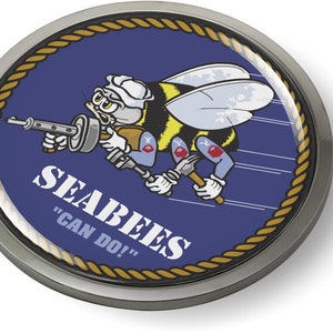 Officially Licensed Product - U.S. NAVY SEABEES 3D Domed Emblem Badge ...