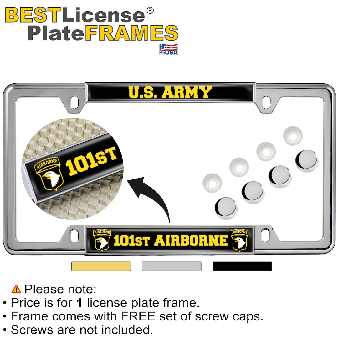 Thin Top 4 Hole Metal Car License Plate Frame With Free Caps - United ...