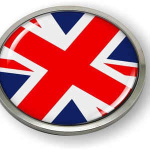 UK FLAG Car Emblem Badge [sticker, Decal] Chrome ROUND Bezel and 3D ...