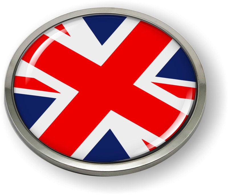 UK FLAG Car Emblem Badge [sticker, Decal] Chrome ROUND Bezel and 3D ...