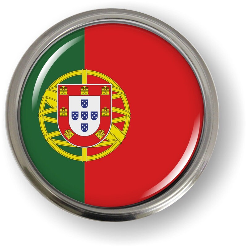 Portugal FLAG Car Emblem Badge [sticker, Decal] Chrome ROUND Bezel and ...