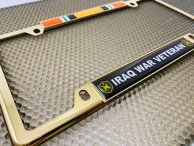 Thin Top 4 Hole Metal Car License Plate Frame With Free Caps - Iraq War ...