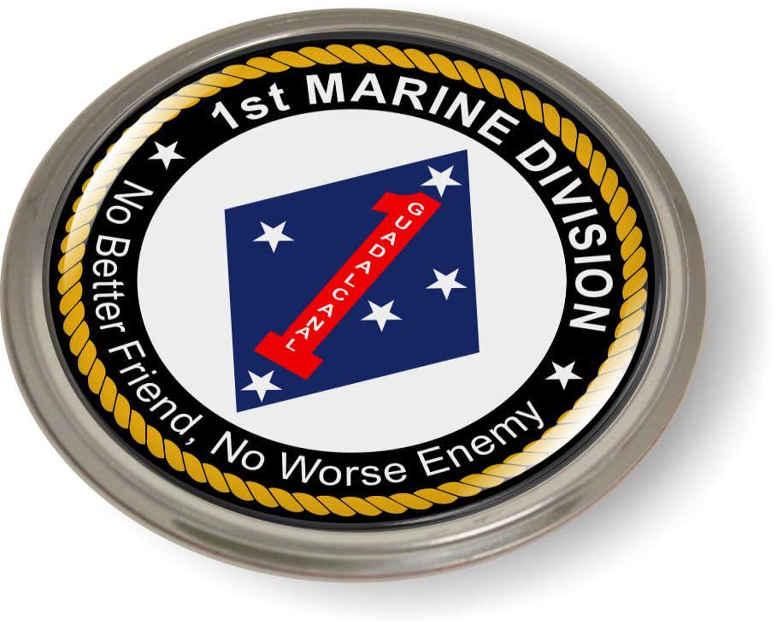 Officially Licensed Product - 1st Marine Division, USMC 3D Domed Emblem ...