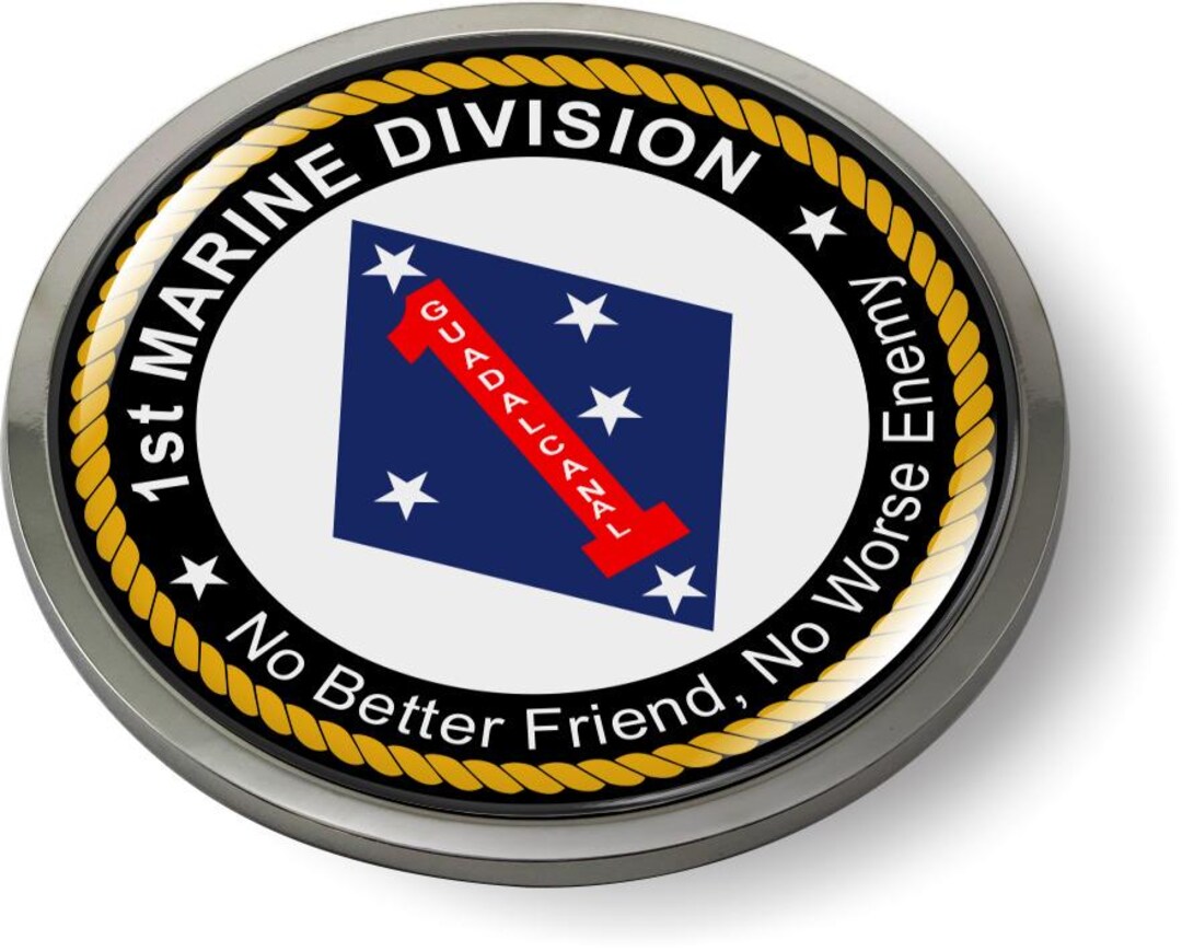 Officially Licensed Product - 1st Marine Division, USMC 3D Domed Emblem ...
