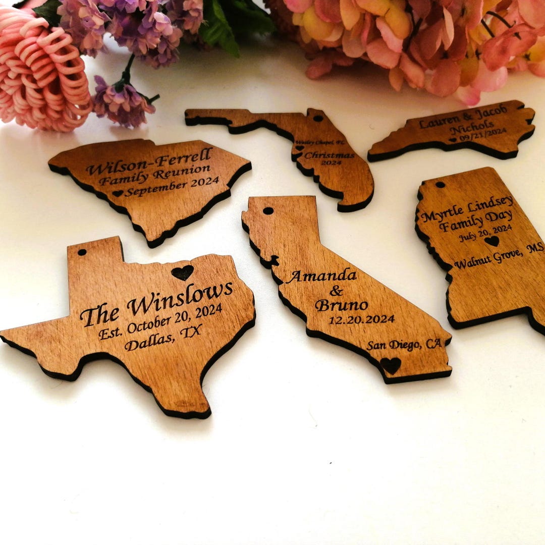 Custom Family Reunion Ornaments, Wood Wedding Favors for Guest ...