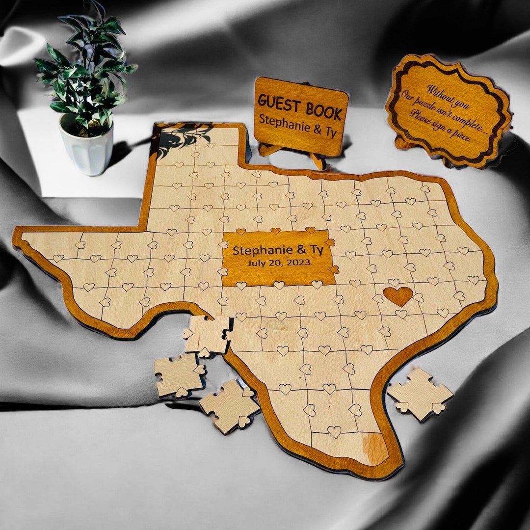 Map Guestbook Wedding State Sign Map Puzzle State Guest - Etsy