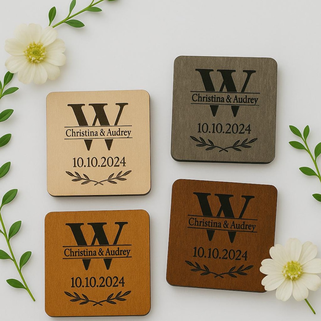 Wedding Favors for Guests in Bulk – Personalized Coasters - Custom Wood ...