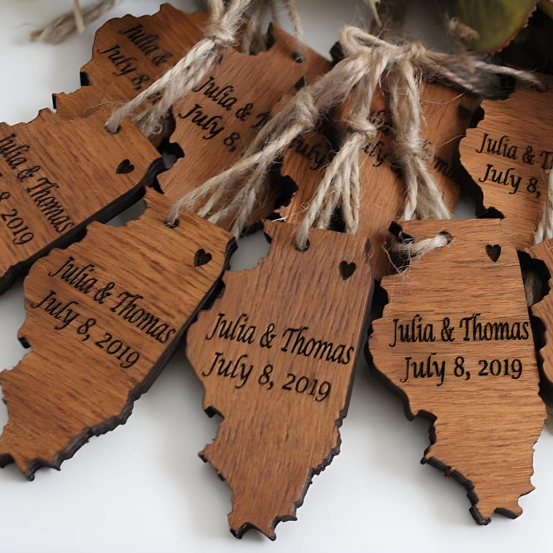 Personalized Gift Tags, Custom Wedding Tags, Wood State Favor Tags ...