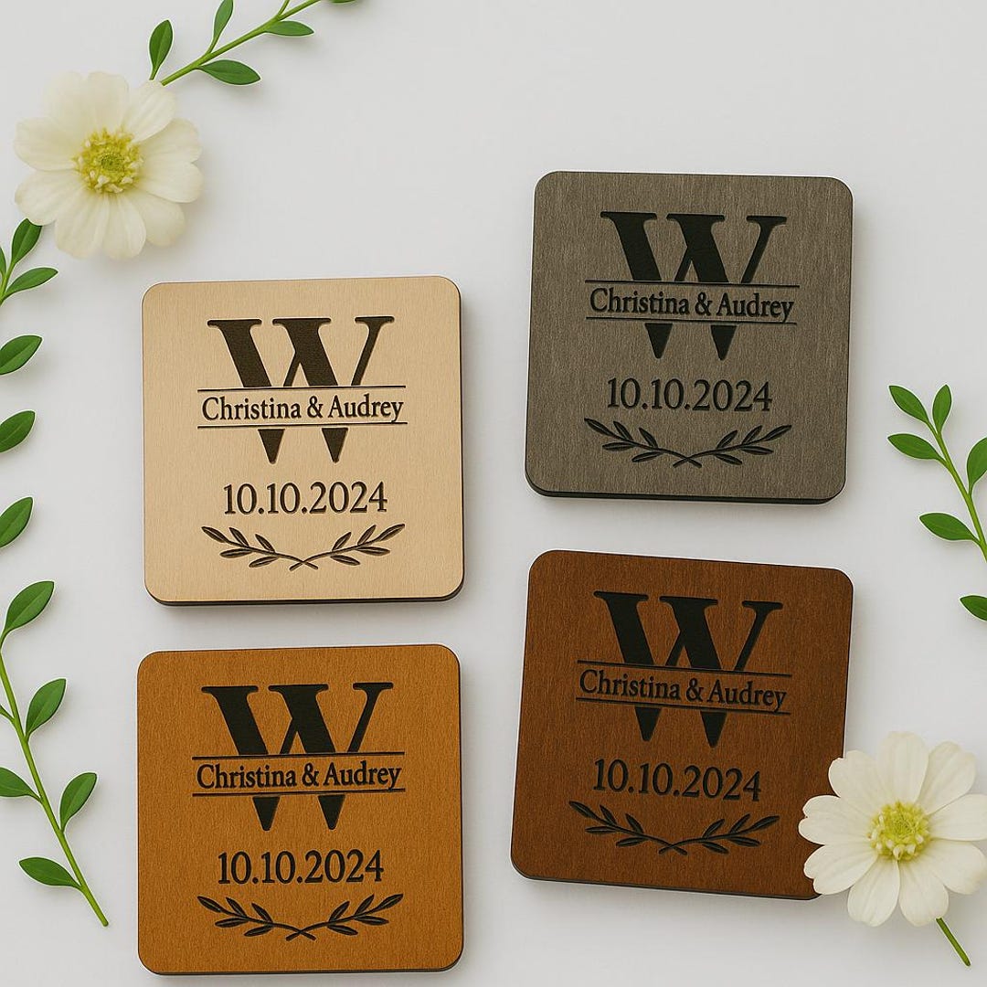 Custom Wood Coaster, Engraved Drink Coaster: Rustic Wedding Favor ...