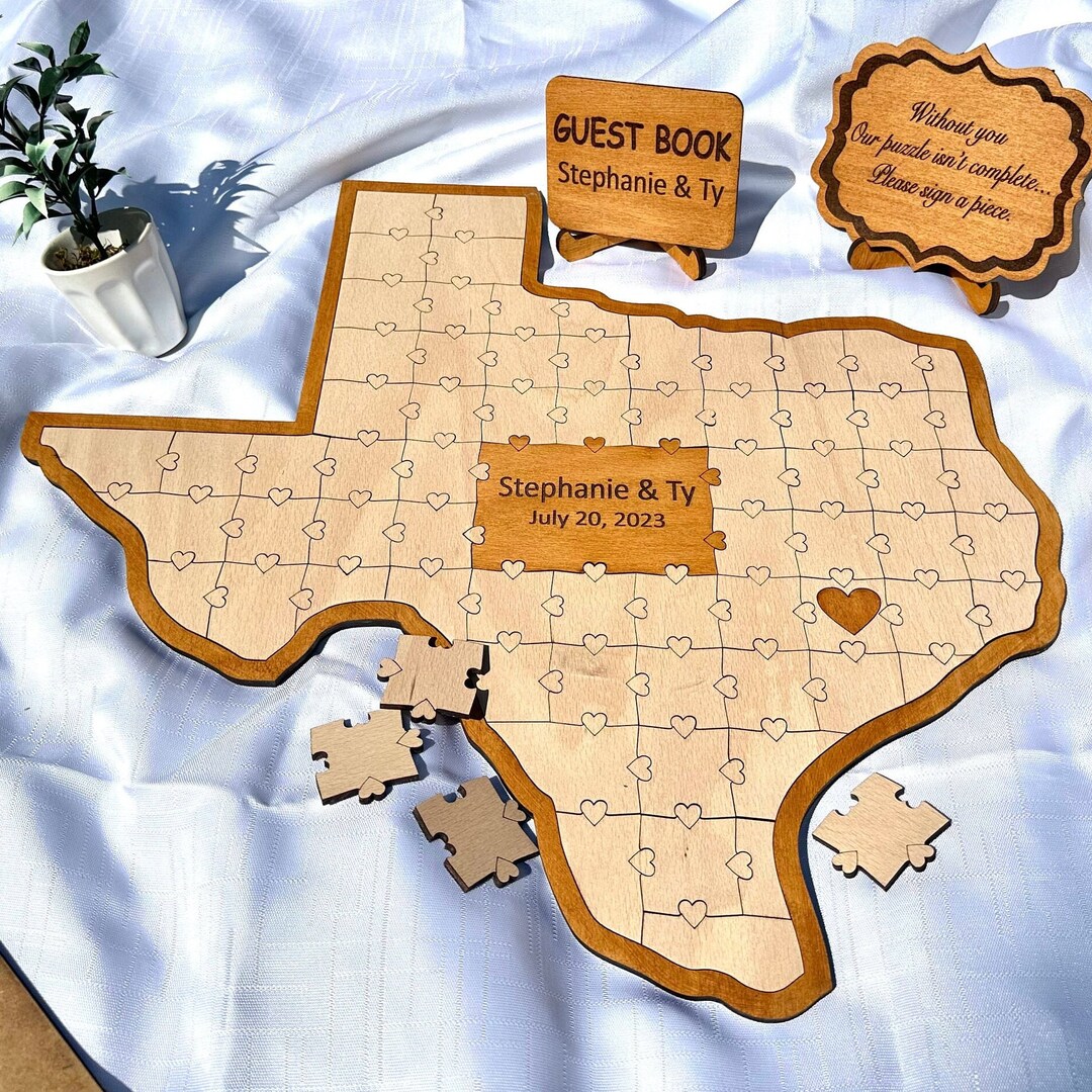 Wedding Guest Book Alternative Map State Form, Guest Book Puzzle, Map ...
