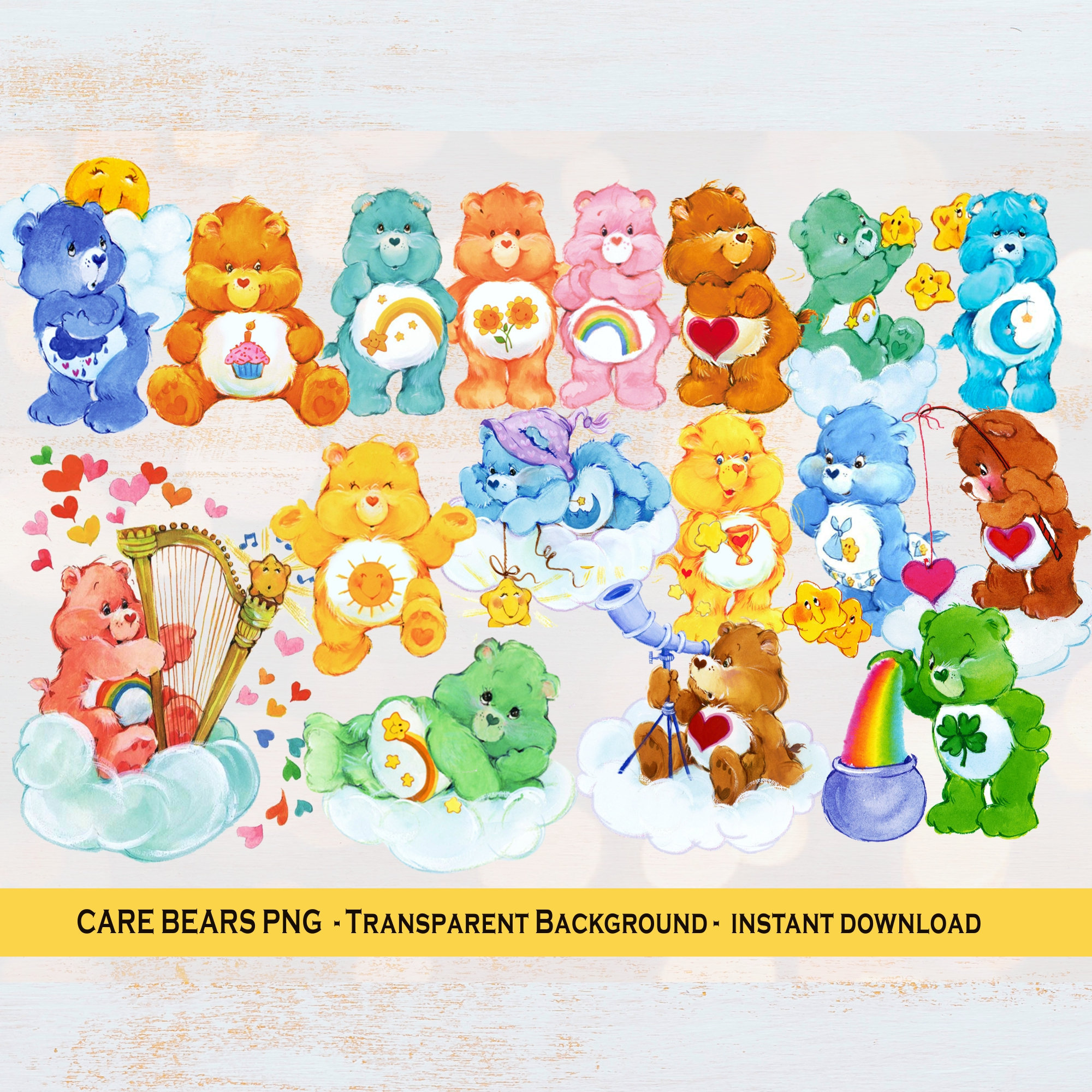 16 PNG CARE BEARS80sVintage Care BearsOriginal Care | Etsy