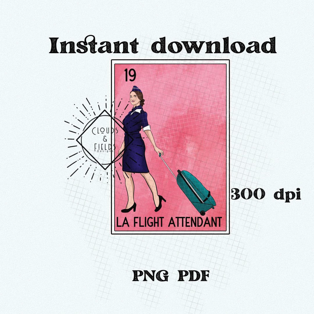 La Flight Attendant , Flight Attendant Png, La Flight Attendant Pdf, Flight Attendant Loteria - Etsy