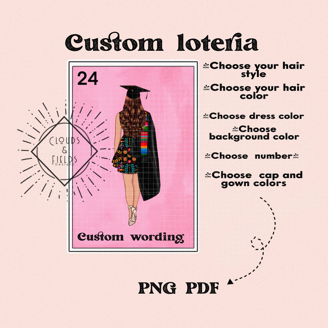 La Graduada Loteria Card 2024, Png , Pdf , Custom Loterias, Senior 2024 ...
