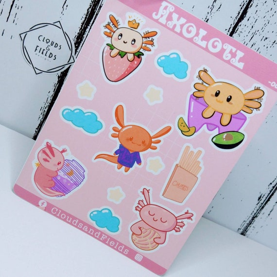 Axolotl Mini Sticker Sheet Axolotl Stickers Sticker Sheets | Etsy