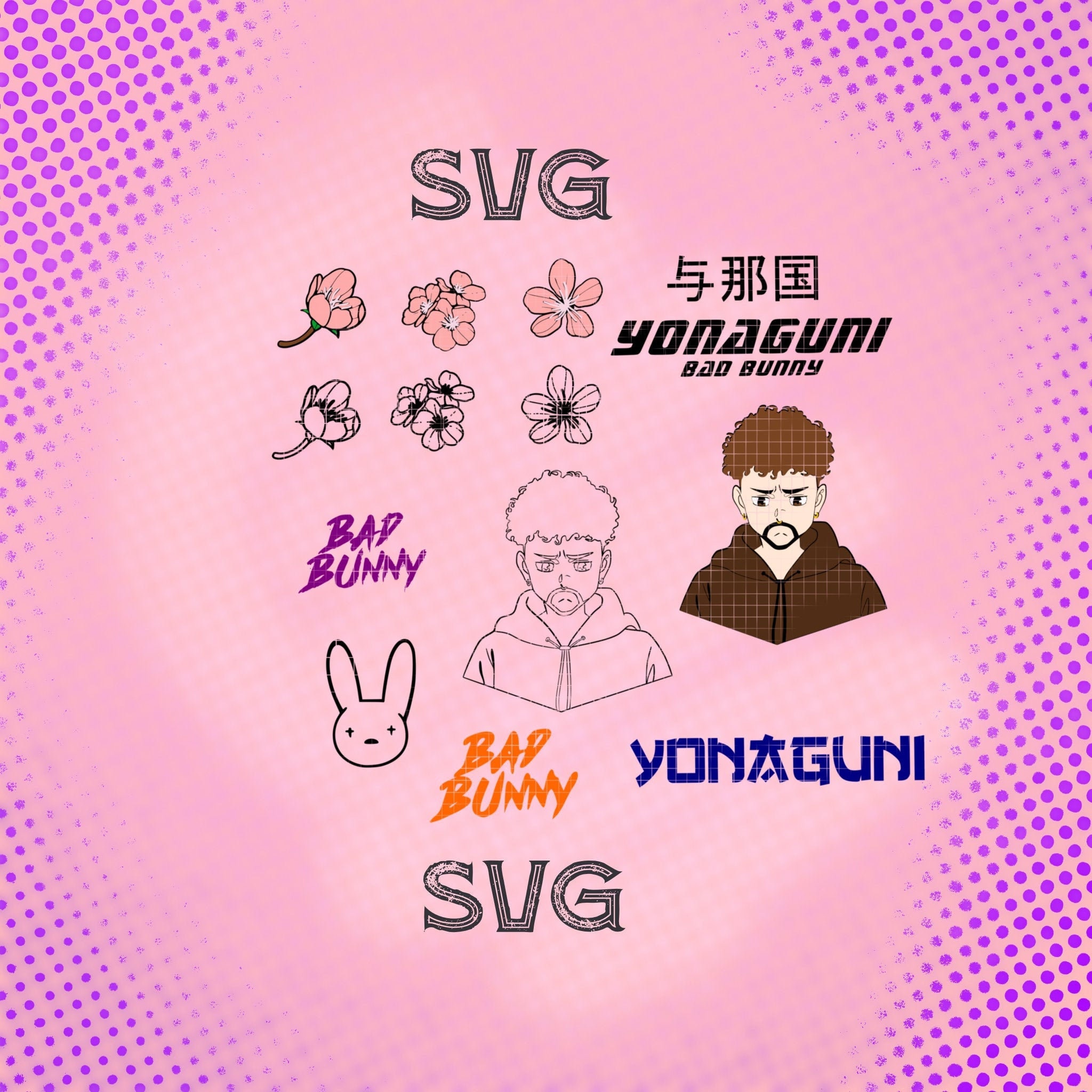 Yonaguni Svg Anime/ Elements Bad Bunny / Layered Svg Yonaguni - Etsy