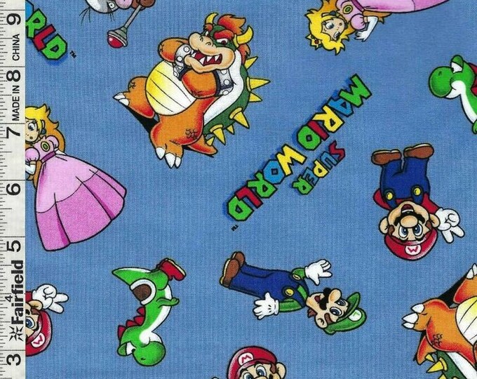 NINTENDO Fabric 73460 A620715 MARIO 100% Cotton Mario Characters on ...