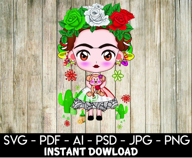 Frida Kahlo 5 SVG , Frida SVG , Frida Kahlo Clip Art, Frida Clip Art ...