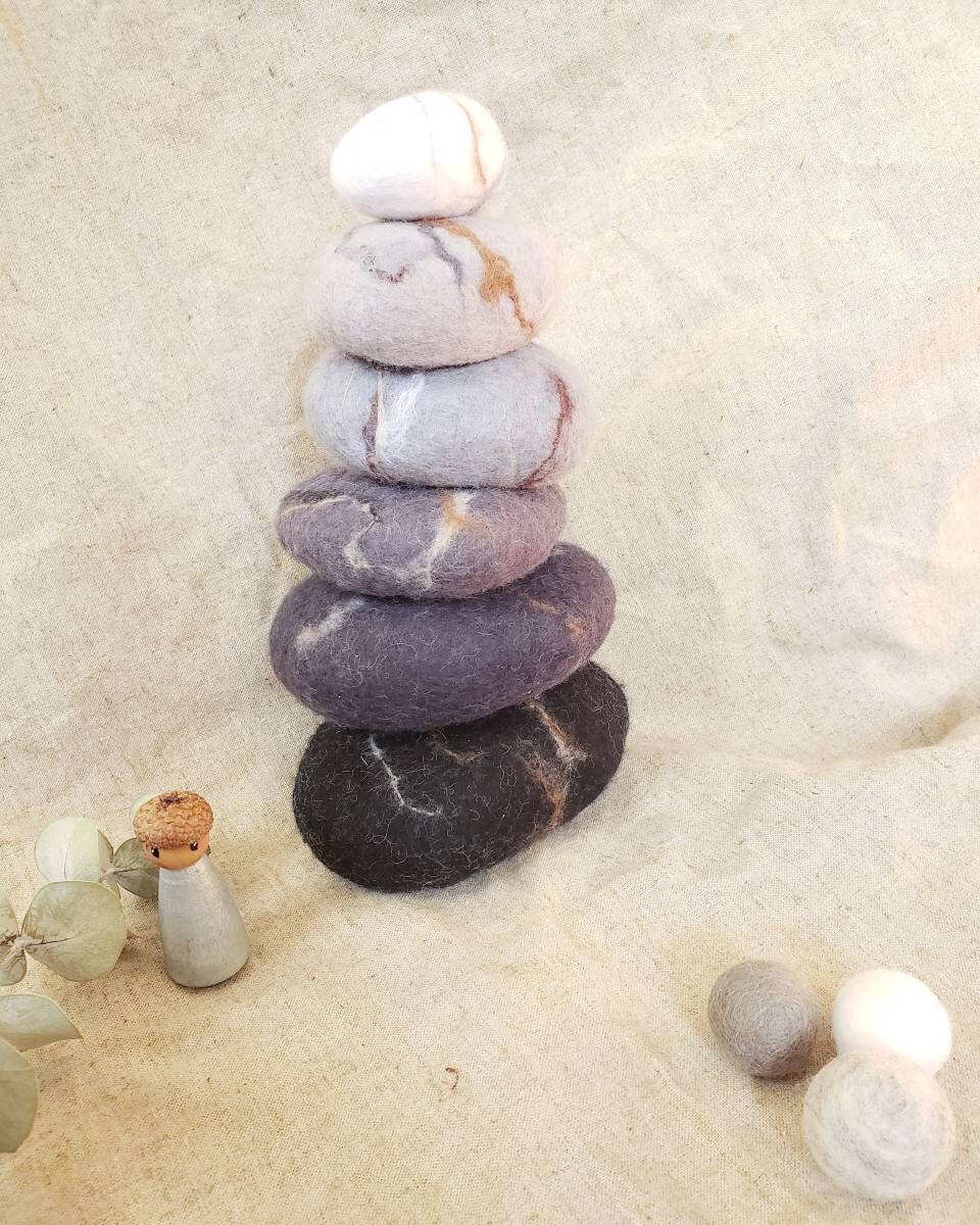 Felt Stones Stacking Stones Felt Beach Stones Waldorf - Etsy