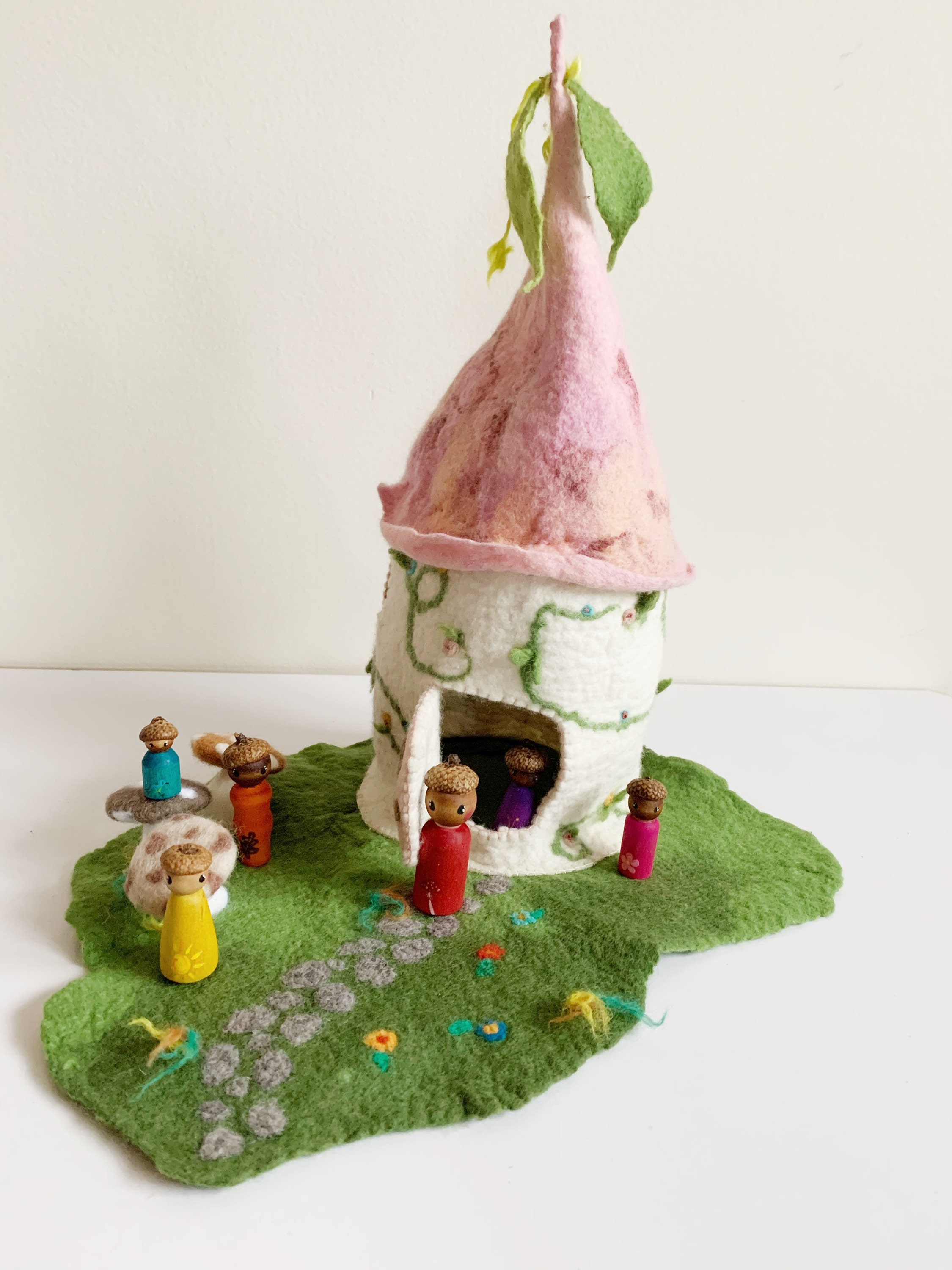 Toys & Games Toys Fairy house wool felt tree stump story telling ...