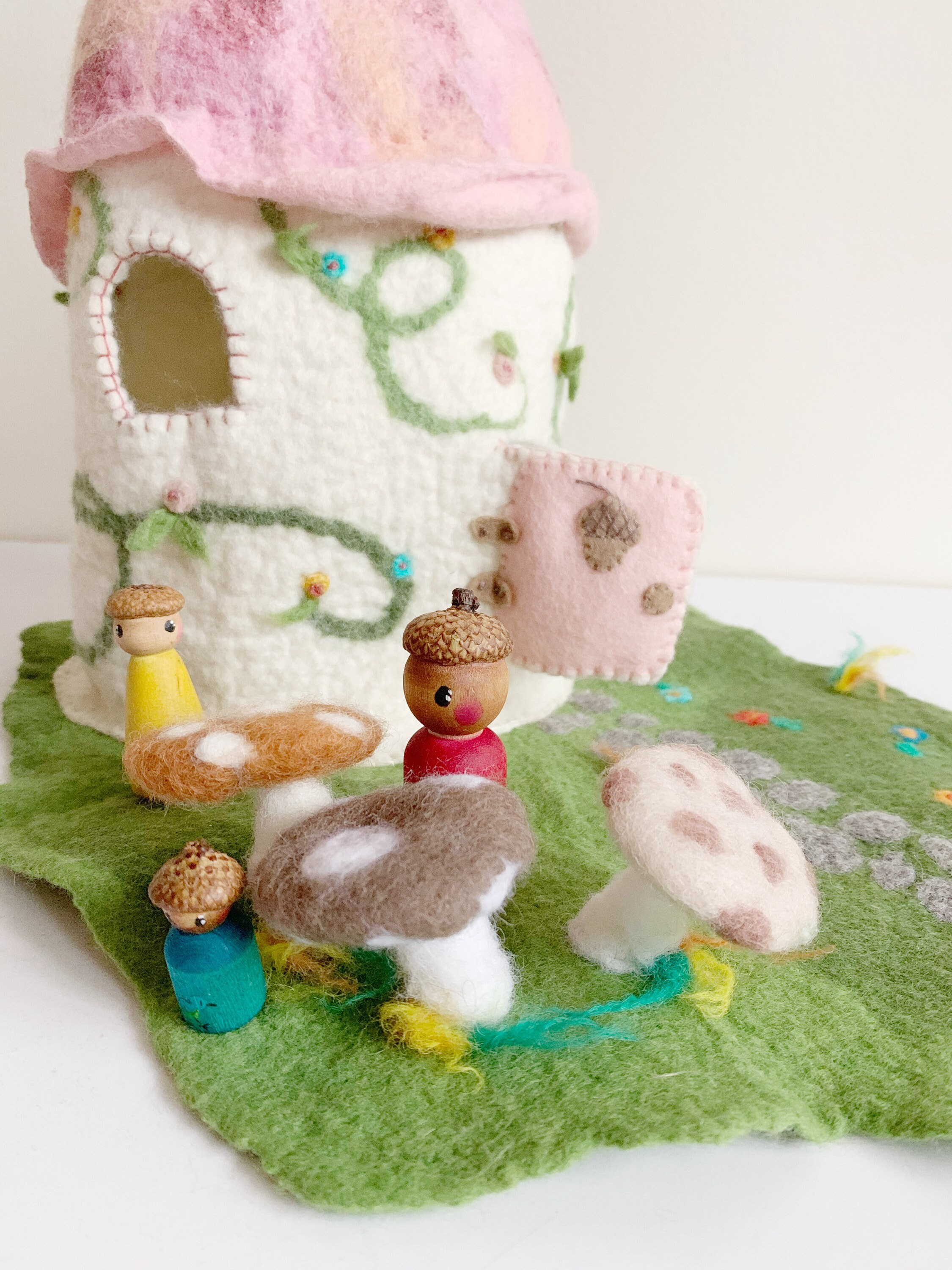 Toys & Games Toys Fairy house wool felt tree stump story telling ...