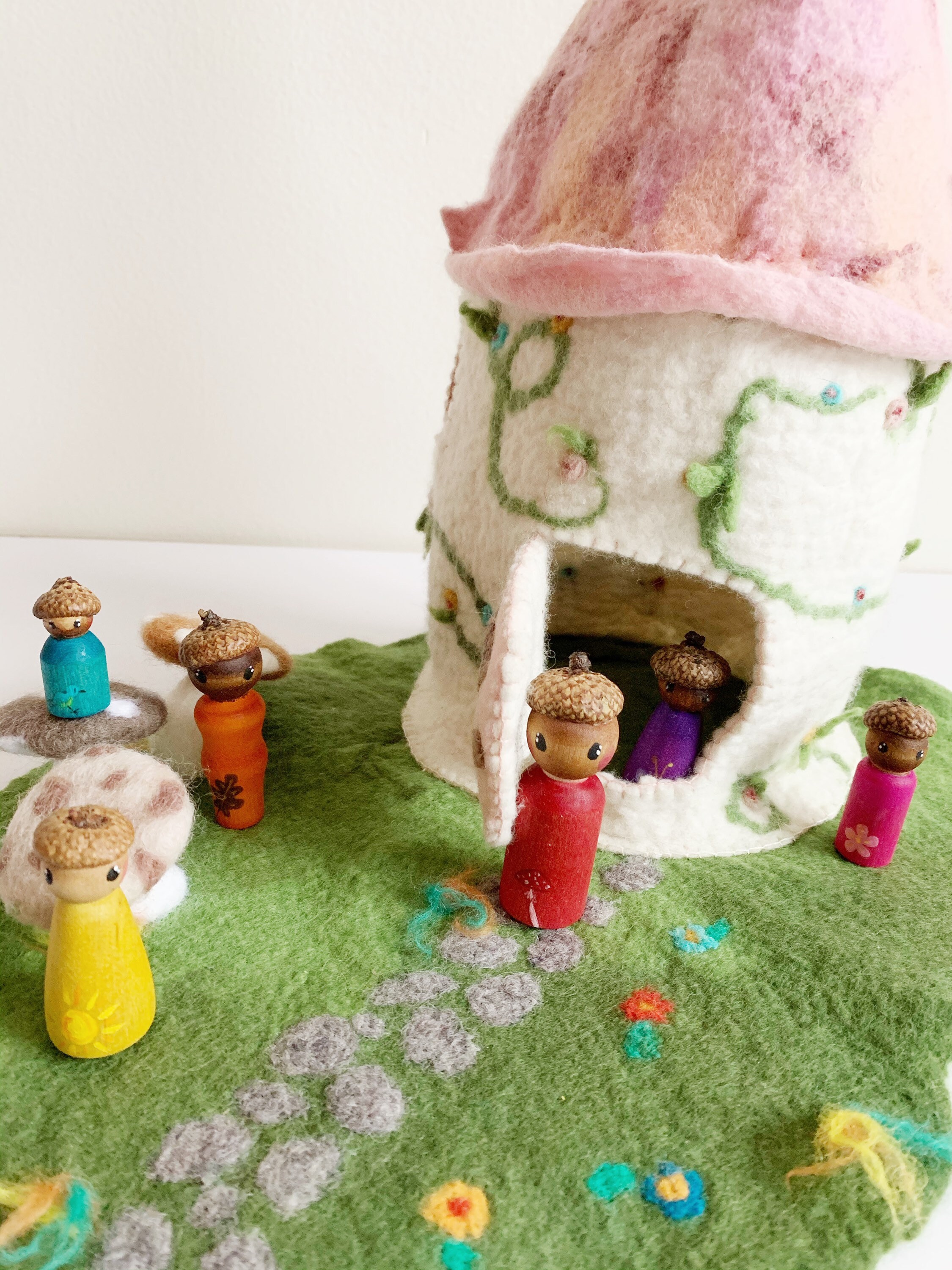 Toys & Games Toys Fairy house wool felt tree stump story telling ...