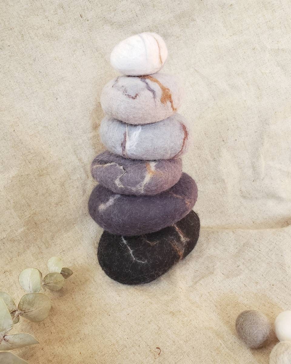 Felt Stones Stacking Stones Felt Beach Stones Waldorf - Etsy