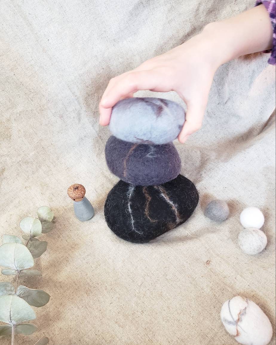 Felt Stones Stacking Stones Felt Beach Stones Waldorf - Etsy