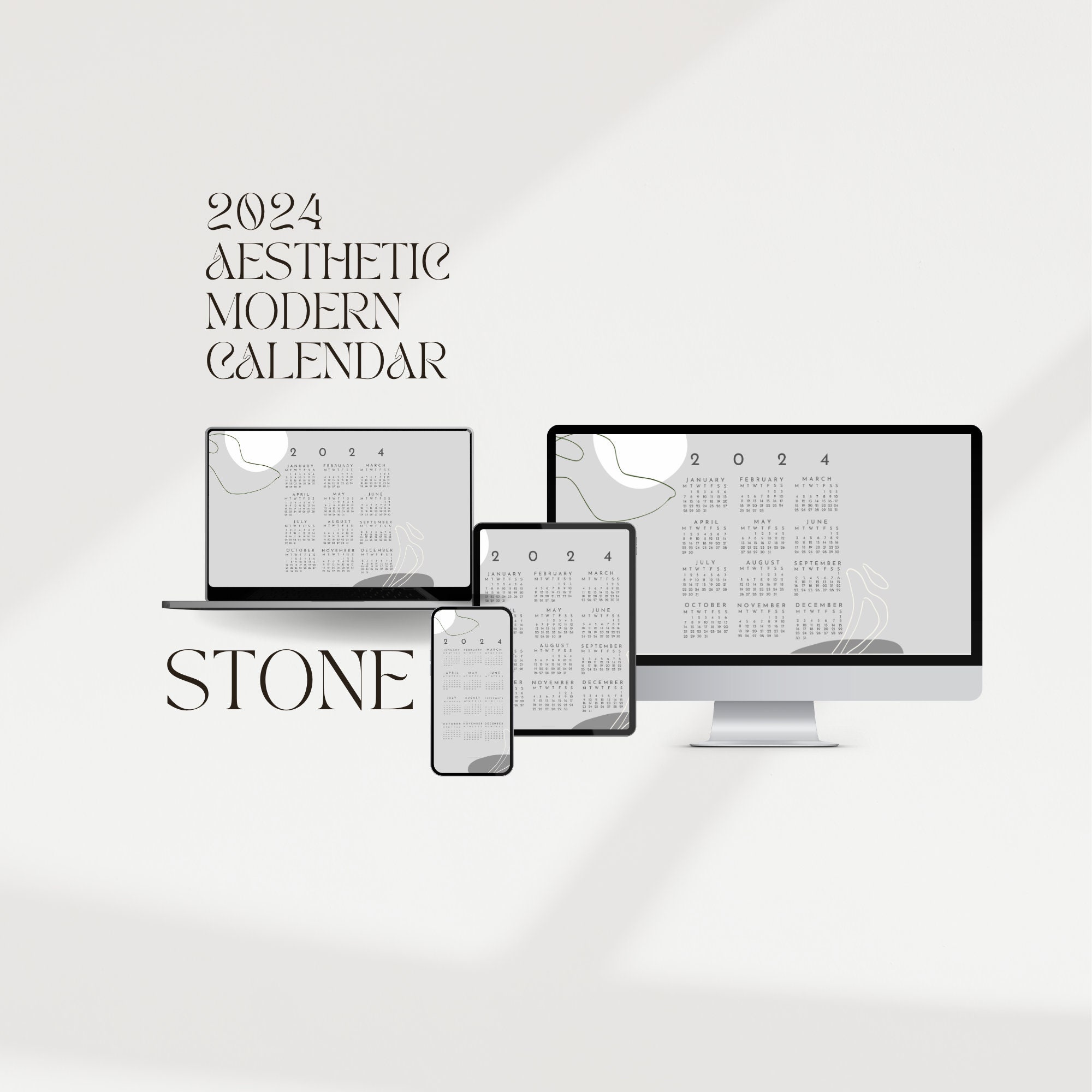 2024 MINIMALIST AESTHETIC CALENDAR High Resolution Wallpaper | 12 Month ...