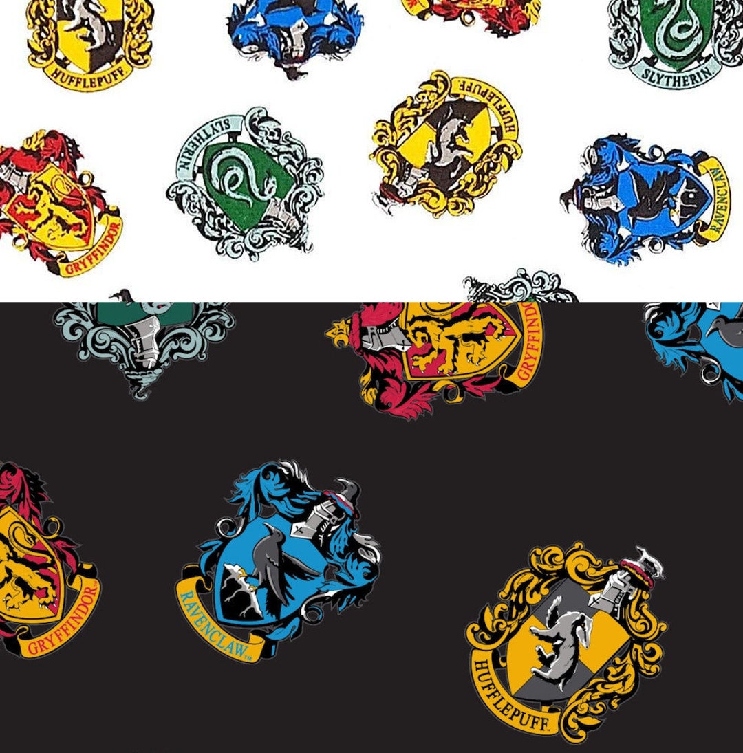 Harry Potter Hogwarts Houses Emblem 100% Cotton Fabric - Available in ...