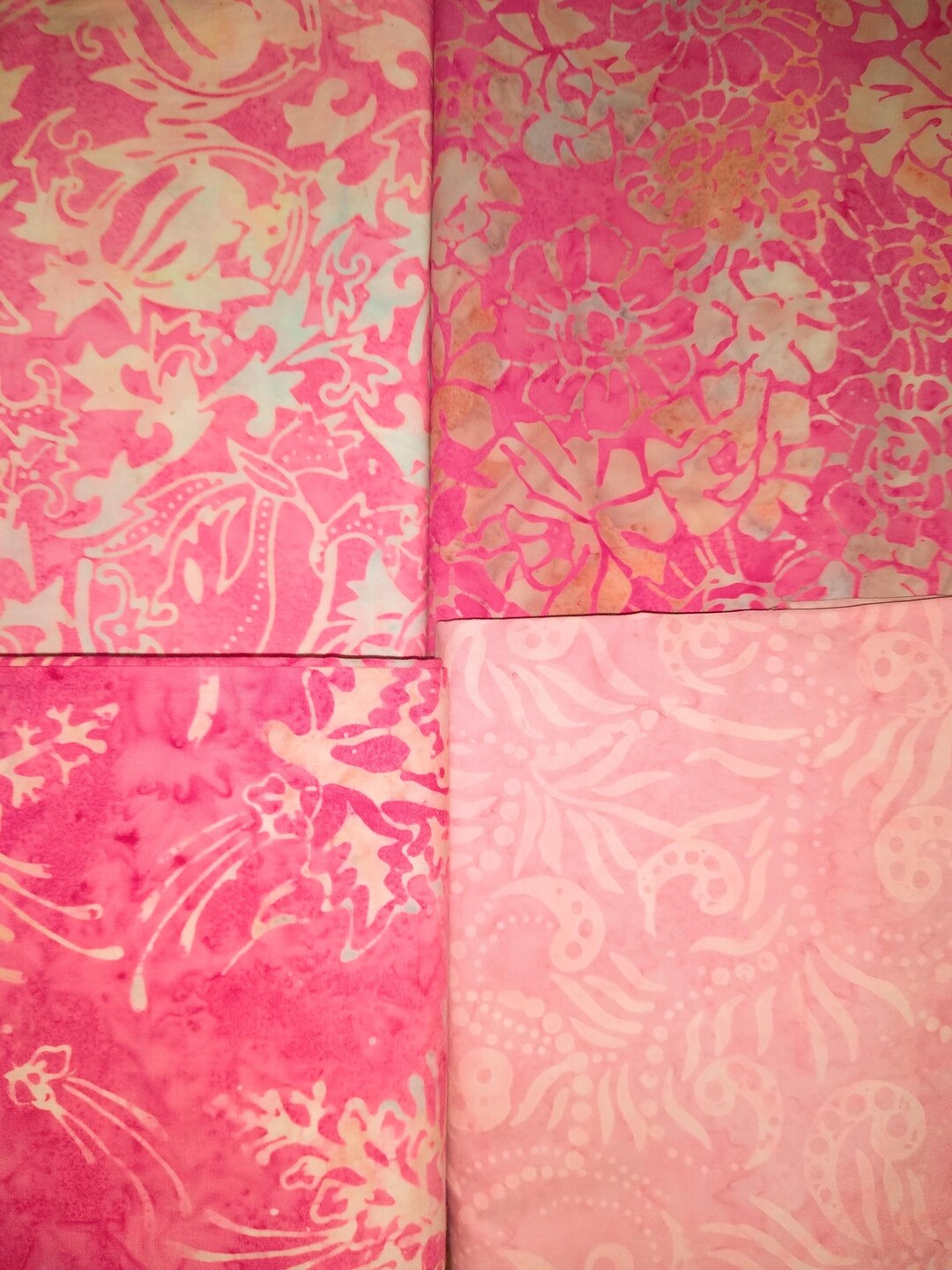 Beautiful Pink Batik Prints - 100% Cotton Hand Dyed - 3 Prints to ...