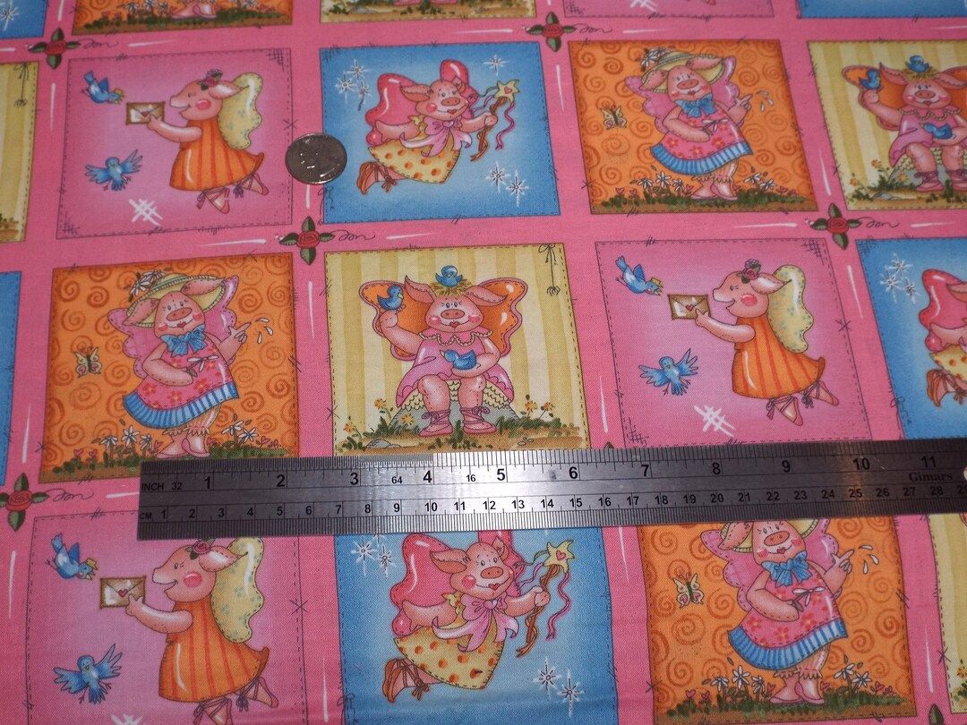 Out of Print - Adorable Pig Angels FAT QUARTER - Etsy