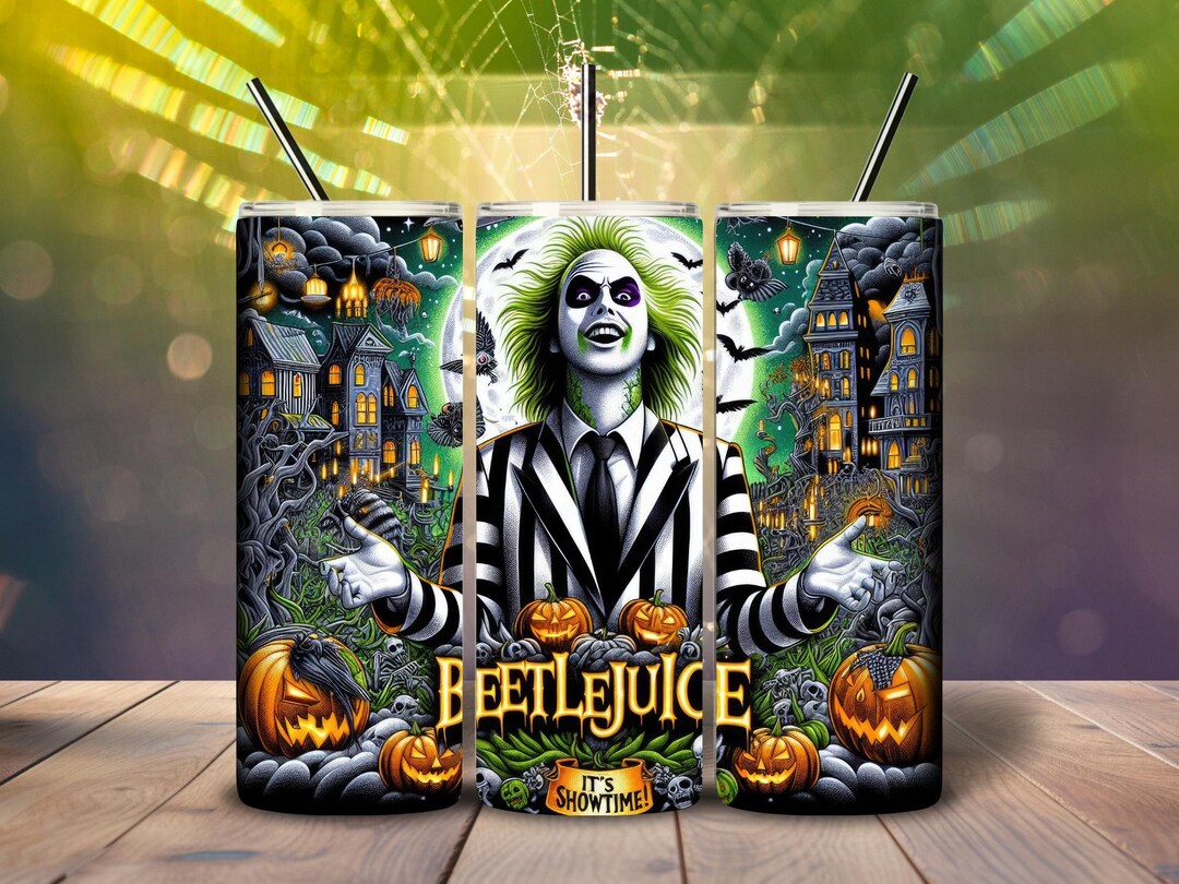 Beetlejuice 20 Oz Tumbler Gothic Horror Skull Spooky Halloween Creepy ...